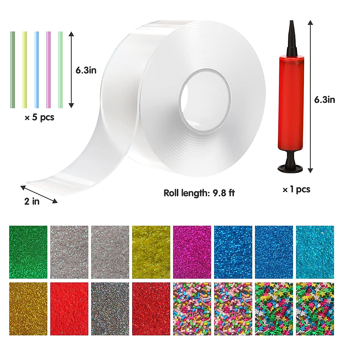 Nano Tape Bubbles Kit, Double Sided Tape Magic Plastic Bubbles Balloon, DIY Craft Kit, Nano Tape Elastic Bubble for Adult, Kids, Girls, Boys, Party Favors & Fidget Toys (9.8 Feet)