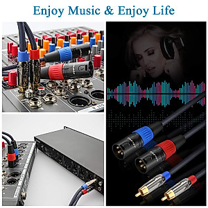 JOLGOO RCA to XLR Cable, Dual RCA Male to Dual XLR Male Cable, 2 RCA Male to 2 XLR Male HiFi Audio Cable, 4N OFC Wire, for Amplifier Mixer Microphone, 3.3 Feet