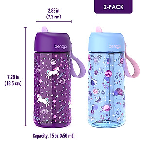 Bentgo® Kids Water Bottle (Unicorn & Lavender Galaxy - 2 Pack)