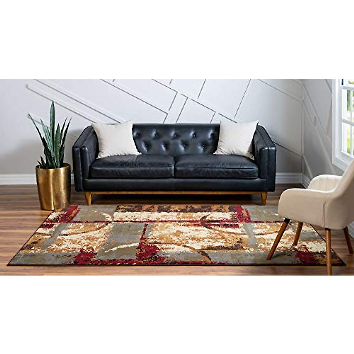 Unique Loom Barista Collection Modern, Abstract, Urban, Geometric, Distressed, Rustic, Warm Colors Area Rug, 10 ft x 14 ft, Multi/Beige