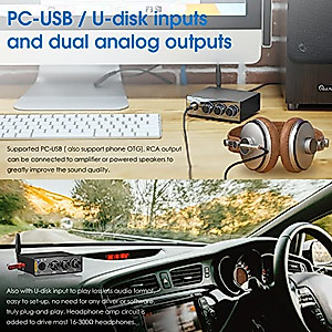 Nobsound Q4 USB Audio Gaming DAC Converter Mini Bluetooth Headphone Amp Amplifier for PC/PS5/Computer with Optical Input 24-Bit 192 KHz & Treble Bass Control & Remote