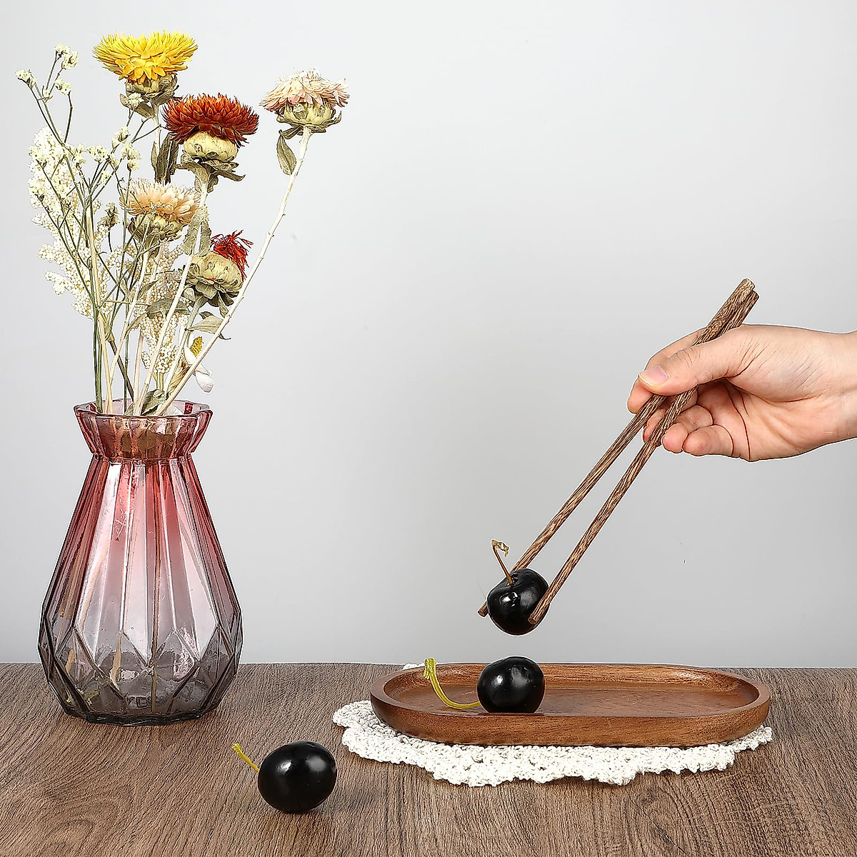 10 Pairs Wooden Chopsticks Chopsticks Dishwasher Safe Reusable Chopsticks for Adults Chinese Japanese Korean Reusable Wood Chopsticks Non Slip for Kitchen Noodles Cooking Eating Wood Grey (9.8 Inch)