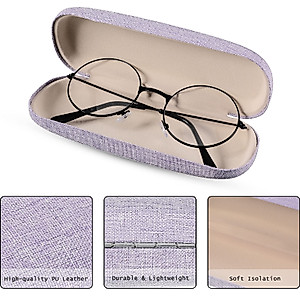 Frienda 2 Set Hard Shell Fabric Eyeglasses Case Kit Women Men Glasses Protective Case Storage Bag Glasses Chain Cleaning Cloth (Pink, Purple)