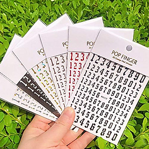 1 Sheet (Including 110 Digital) Sticker Arabic Numerals 0-9 Autohesion Foil Nail A3D Nail Decals 6 Colors N&K - (Color: NK130-1)