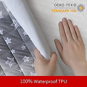Waterproof Dog Bed Covers Replacement Washable Pet Hair Easy to Remove, Dog Pillow Cover Quilted, Pet Bed Cover Lovely Grey Star Print, Puppy Bed Cover 30x20 Inches, for Dog/Cat