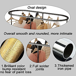 SPTZQURY Round Clothes Rack, Commercial Oval Iron Clothes Rack, Free Standing Clothes Rack, Suitable For Hanging Clothes In Bedroom, Boutique Clothing Store Display (GOLD, 47.2 * 19.6 * 55.1INCHES)
