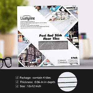 Livelynine Carrara Marble Peel and Stick Floor Tile Bathroom Waterproof Floor Tiles White Marble Vinyl Flooring Sheet Sticky Laminate Flooring Kitchen Renter Friendly Linoleum Stickers 12x12 4-Pack