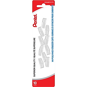 Pentel Hi-Polymer White Cap Erasers 10 Pack ZEH02BP10
