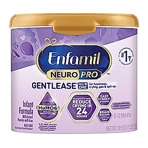 Enfamil NeuroPro Gentlease Baby Formula, Infant Formula Nutrition, Brain and Immune Support with DHA, Proven to Reduce Fussiness, Crying, Gas and Spit-up in 24 Hours, Reusable Tub, 19.5 Oz, White