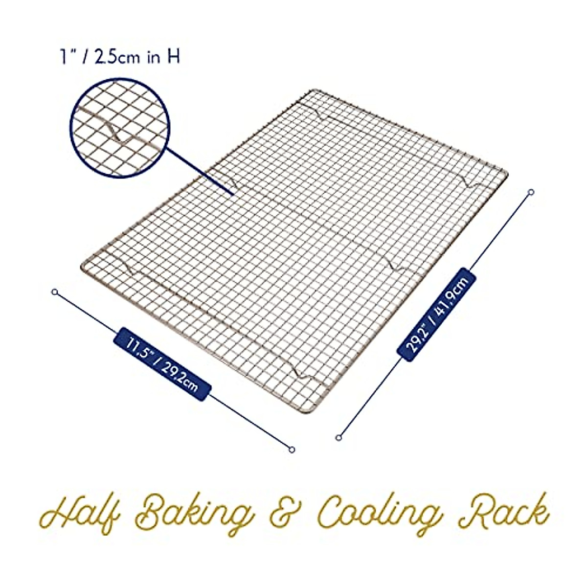Half Sheet Cooling Rack by Ultra Cuisine - Wire Rack Baking Sheet - Oven Rack Grill - Wire Baking Rack - Sheet Pan Roasting Rack - Cooling Racks for Baking - Cooling Racks Champagne 12" x 17"