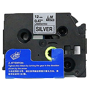 LM Tapes - Brother PT-D400 1/2" (12mm 0.47 Laminated) Black on Silver Compatible TZe P-touch Tape for Brother Model PTD400 Label Maker with FREE Tape Guide Included