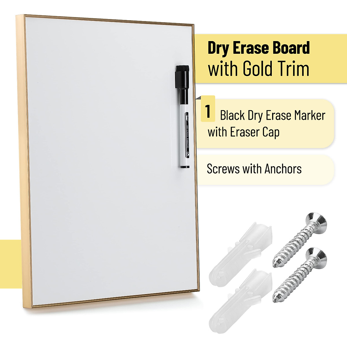 Mr. Pen- Dry Erase Board, 14” x 11”, Aluminum Frame with a Black Dry Erase Marker, Small Whiteboard, Mini White Board, White Board Dry Erase, Small Magnetic Board, Magnetic White Board