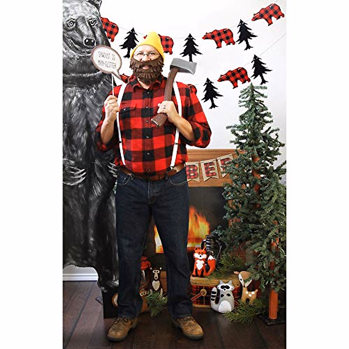 Lumberjack Theme Banner Garland Party Supplies for Kid Birthday & Baby Shower Party Decoration