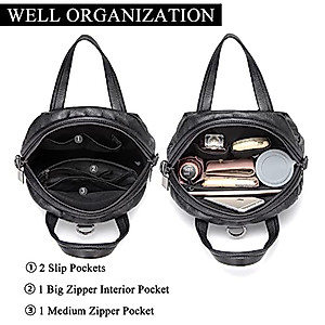 Kasqo Small Backpack Purse for Women, Convertible Faux Leather Bookbag for Ladies Teen Girls Travel Casual Daypack Fashion Shoulder Bag, Black