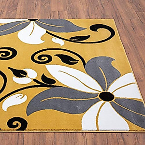 LUXE WEAVERS 9242 Victoria Modern Yellow Floral Area Rug 5x7, Medium Pile, Stain-Resistant Rug