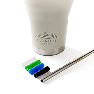 RAINIER GOODS 40 oz Tumbler with Handle and Straw Lid | Insulated Cup Reusable Stainless Steel Water Bottle Travel Mug Cupholder Friendly | Gifts for Women Him Her (Pacific Sand)