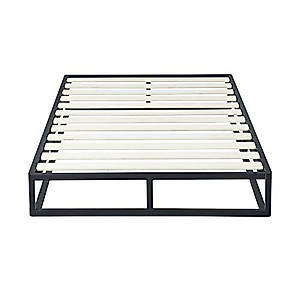PrimaSleep 9 Inch Dura Metal Platform Bed Frame-Wooden Steel Slat Support/Underbed Storage Space, Twin, Black