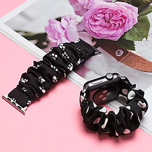 [2 Pack] Scrunchie Band Compatible with Kids Apple Watch Band 38mm 40mm 41mm & 42mm 44mm 45mm,Cute Printed Elastic Solo Loop Bands for iWatch Series 9/8/7/6/5/4/3/SE/SE2/Ultra 2/Ultra,Boys & Girls