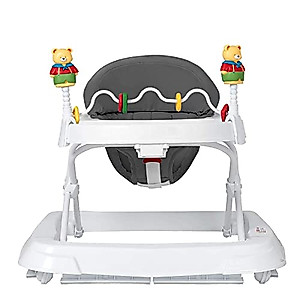 INFANS Foldable Baby Walker, Toddler Activity Walker Helper with Adjustable Height, Safety Belt, High Back Padded Seat for Kids Boys and Girls (Gray)
