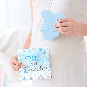 Baby It’s Cold Outside Baby Shower Decorations-40Pcs Blue Baby Shower Napkins Winter Wonderland Snowflake Frozen Paper Napkins Baby It’s Cold Outside Party Supplies for Boy (Blue)