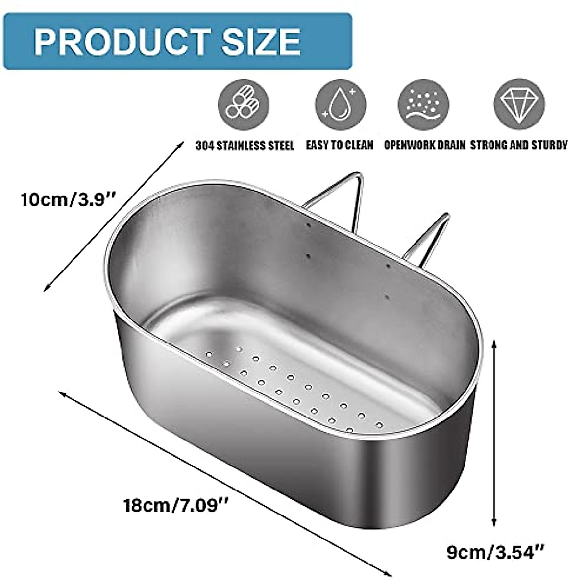 Stainless Steel Sink Drain Strainer Basket, Multifunctional Hanging Sink Strainer Colander Drain Basket for Filter Kitchen Waste and Wash Vegetables Fruits (Silver)