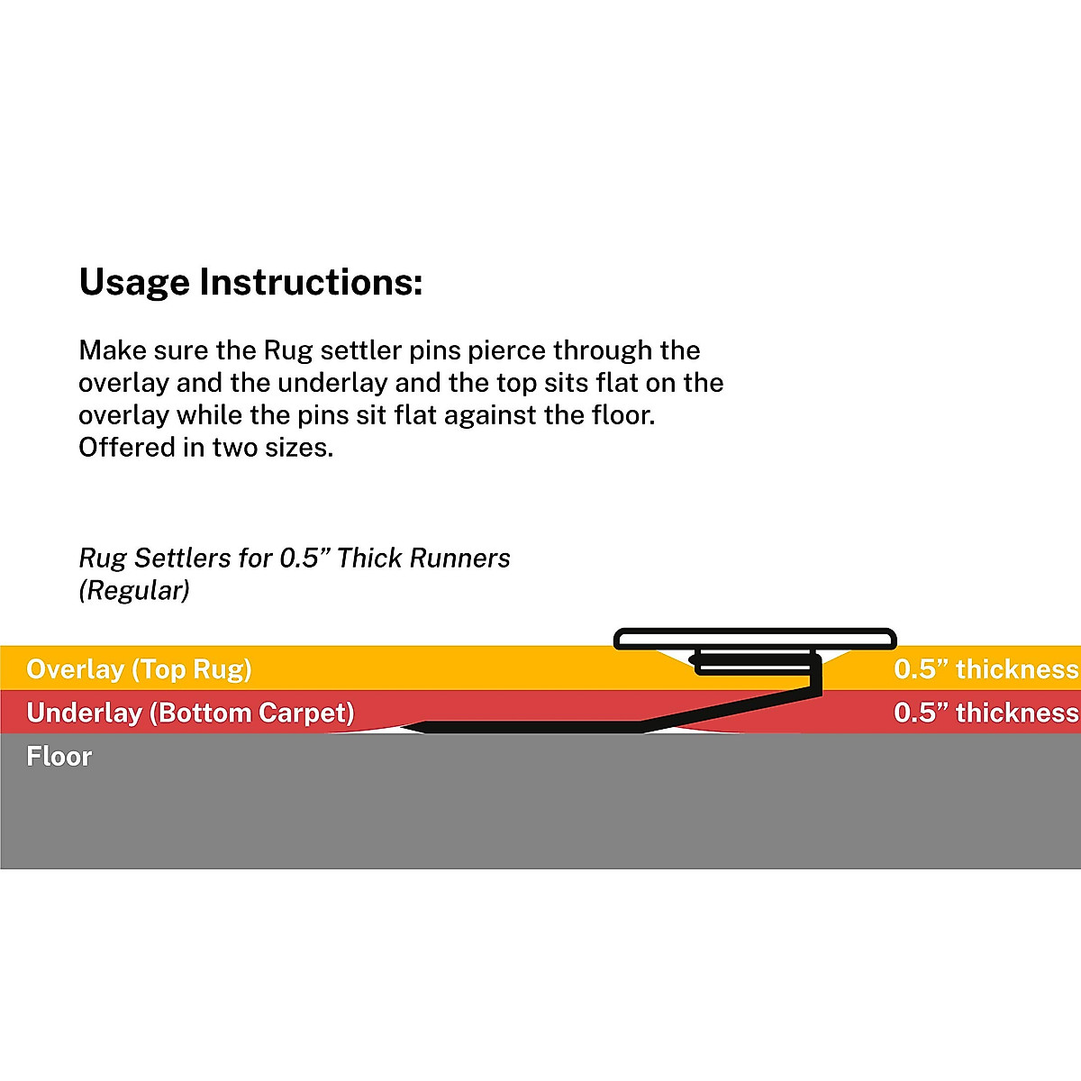 Wise Linkers Rug Settlers Rug Pins 6 pcs Rug Anchors Secure a Rug Over a Rug Anti Slip Pins for mats Runners Plastic Sheets and Throws