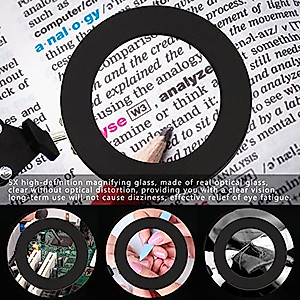 Magnifying Desk Lamp, Magnifying Glass with Light and Stand, 3 Color Modes, Magnifying Lamp with Clamp, Adjustable Swivel Arm with Light to Read Close Work (Black)