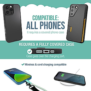 Smartish Phone Lanyard - Case Clinger - Universal iPhone Holder with Detachable Crossbody Shoulder Neck Strap Compatible with All Phone Cases - Adjustable Black Vegan Leather