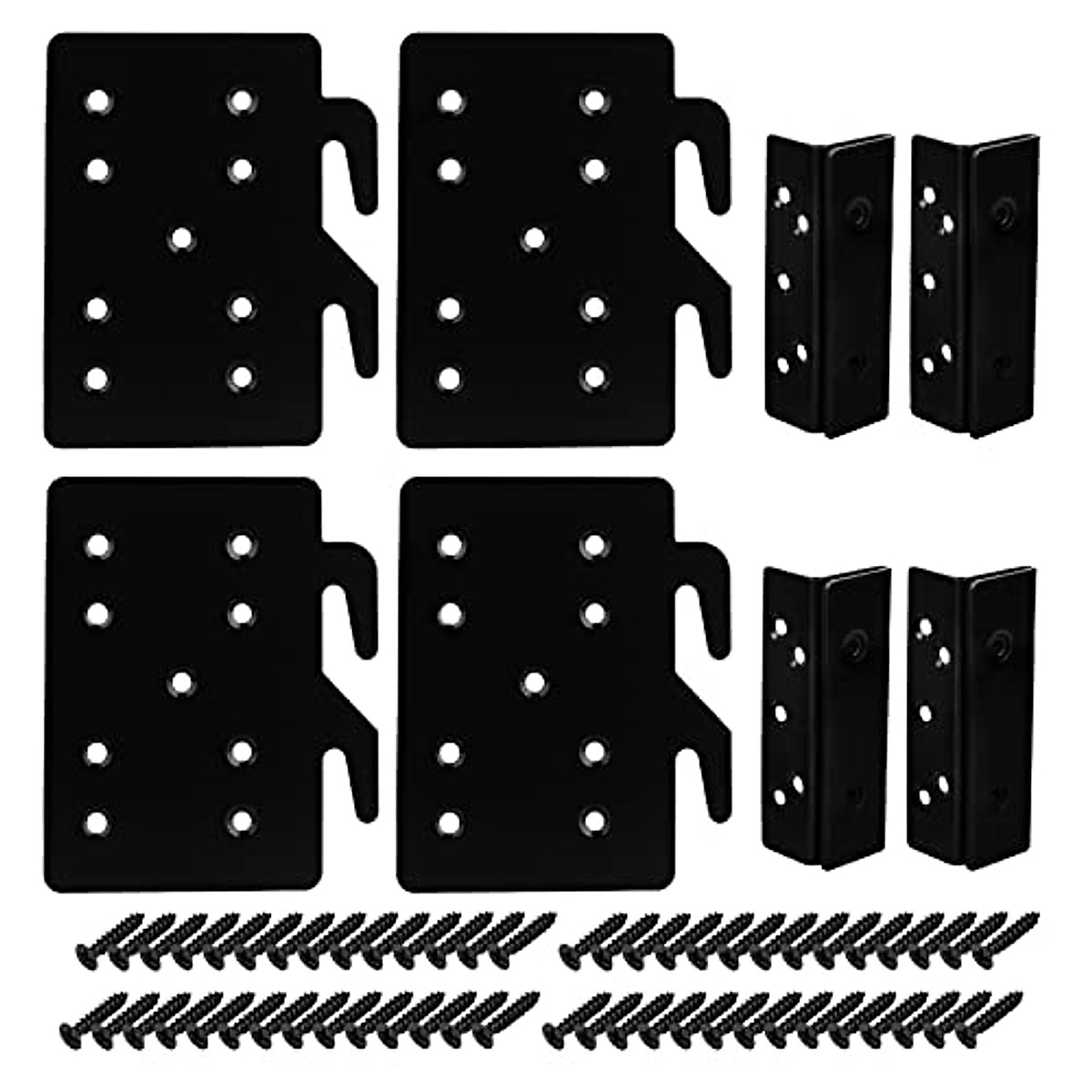 4 Pack Heavy Duty Bed Rail Hooks, Bed Rail Brackets for Wooden Bed Replacement, Universal Bed Frame Hardware with Screws Included