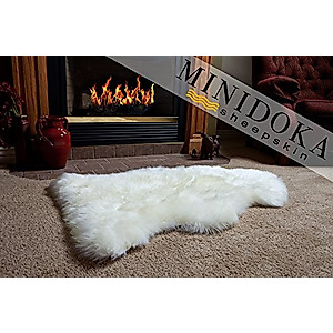 Desert Breeze Distributing Premium Single Pelt, Genuine New Zealand Sheepskin Rug, 41 inch Length, Ivory Color, Thick Soft Luxurious Natural Wool, by Minidoka Sheepskin…
