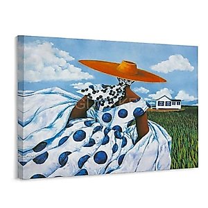 MOIKEN Jonathan Green Artist Creative Oil Painting Girl Wearing Hat Painting Art Poster (1) Canvas Poster Bedroom Decor Office Room Decor Gift Frame-style 20x16inch(50x40cm)