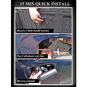 SYOAUTO Tailgate Handle Latch and Bezel Trim with Rod Clips Fits for 1999-2007 Chevy Silverado GMC Sierra 1500 2500 3500 Black Textured Replaces# 15997911, 15228539, 15228541, 15228540