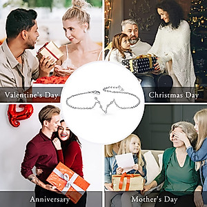 BriLove 925 Sterling Silver Bracelet -"Pisces" Constellation Zodiac 12 Horoscope Astrology Women CZ Link Bracelet Clear April Birthstone