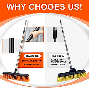 KeFanta Heavy Duty Push Broom Garden Broom 18 inches for Deck Driveway Garage Yard Patio Concrete Wood Stone Floor Cleaning