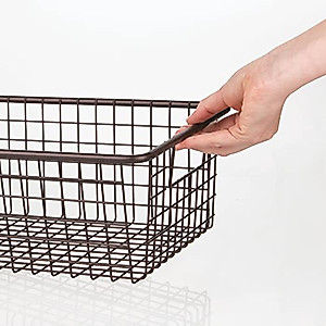 mDesign Metal Wire Food Storage Basket Organizer with Handles for Organizing Kitchen Cabinets, Pantry Shelf, Bathroom, Laundry Room, Closets, Garage - Omni Collection, Bronze
