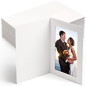150 Pack Photo Folders Cardboard Picture Frame Photo Frame Note Cards Cardboard Photo Folders Paper Greeting Cards Photo Inserts for Portraits Christmas Wedding Graduation (White, 4 x 6 Inch)