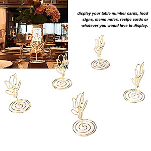 MANMAOHE 25Pcs Gold Table Number Holders Rose Flower Shaped Wire Picture Holder Small Size Table Card Holders Table Number Stands Photo Stand for Centerpieces Wedding Party Birthday