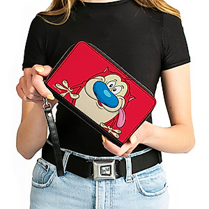 Buckle-Down Women's PU Zip Around Wallet Rectangle-The Ren & Stimpy Show, 7.5"x4.5"