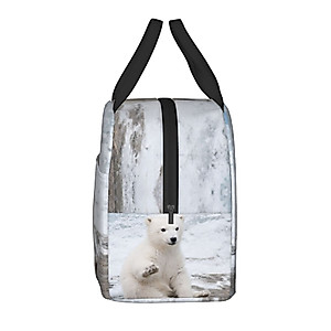 PrelerDIY Baby Polar Bear Lunch Box - Insulated Lunch Bags for Kids Boys Girls Reusable Lunch Tote Bags, Perfect for School/Camping/Hiking/Picnic/Beach/Travel
