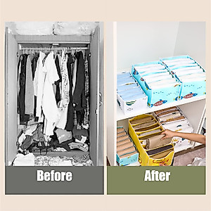Upgraded Clothes Organizer for Folded Clothes, TIGARI Clothes Organizer for Closet, Compartment Storage Box for Jeans, Trousers, T-shirts