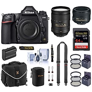 Nikon D780 DSLR Camera with Nikon 28-300mm f/3.5-5.6G VR Lens, 50mm f/1.8G AF-S Lens Complete Bundle with Bag, Neck Strap, Battery, 64GB Card, Filter Kit and Accessories