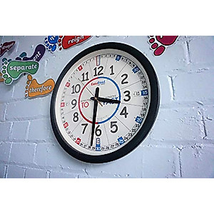 ertt Teaching Wall Clock - Learn The Time Wall Clock - Kids Analog Clock for Classroom, Playroom, Bedroom, Educational Room Decor - School Clock for Kids with Red Blue Face (35cm)