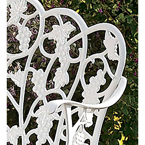 Plow & Hearth Weatherproof Grapevine Outdoor Bench | Holds Up to 300 lbs | Garden Patio Porch Park Deck | Metal | White