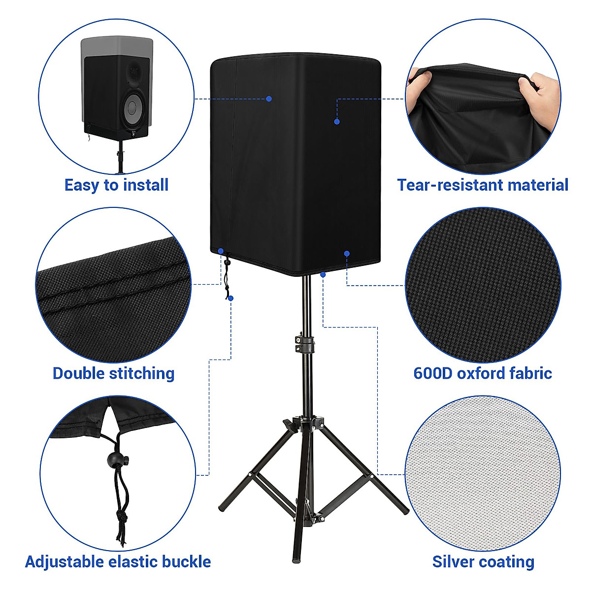 Yexcend Speaker Cover for 12 Inch PA/DJ Powered Speaker Mounted on Stand, Outdoor Speaker Covers UV Protection Water Resistant Dustproof 600D Oxford Cloth(Black)