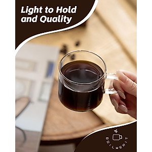 BOILMERIT Espresso Cups Set of 4, 5 oz Small Espresso Shot Glasses with Handle, Clear Espresso Coffee Mugs, Glass Demitasse Cups for Double Espresso or Tea, Coffee Machine, Espresso Accessories