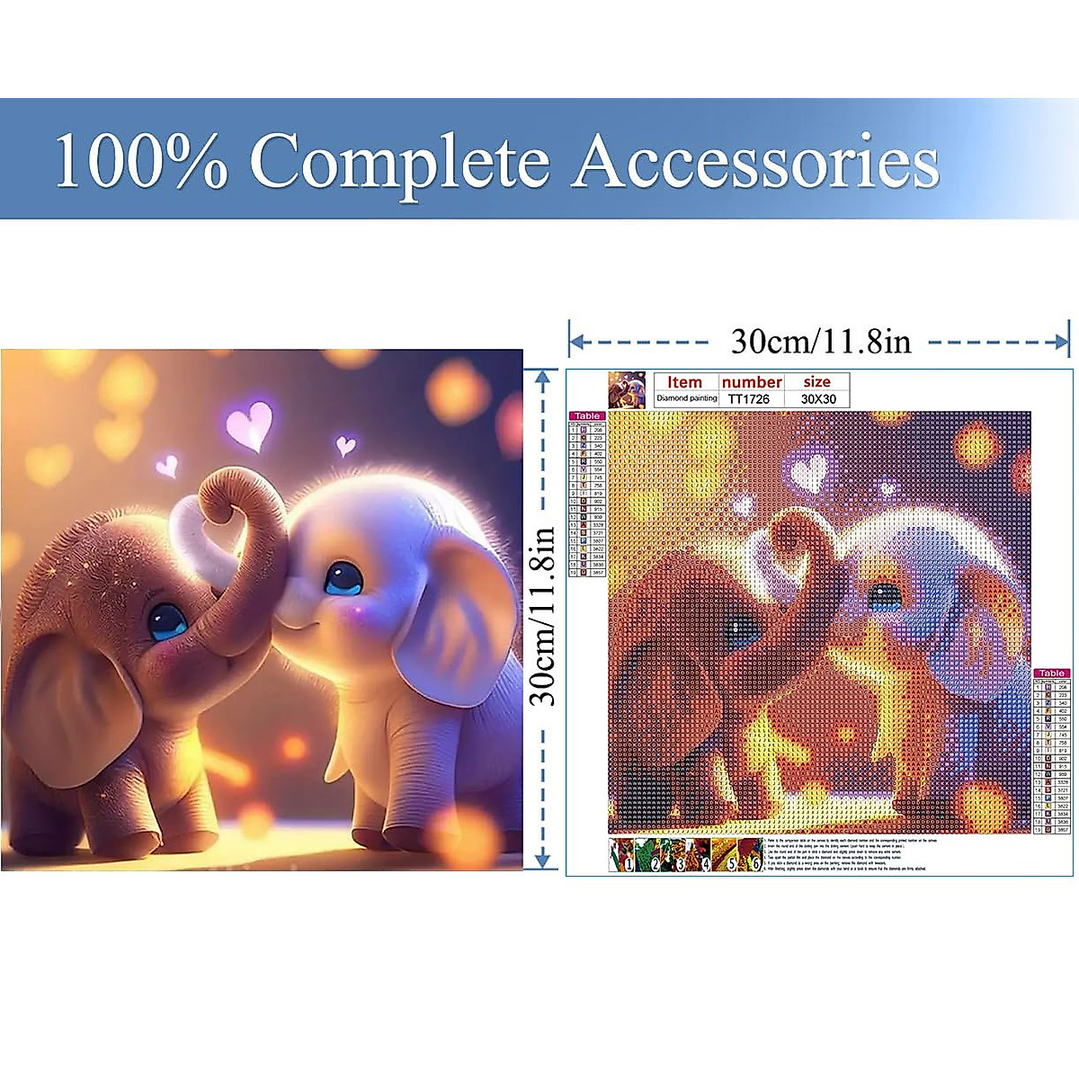 JFYHAB Elephant Diamond Painting Kits for Kids Adluts, Cartoon Animals DIY 5D Full Drill Round Resin Gem Art for Kids Children DIY Diamond Art for Home Wall Decor Gifts (12x12 inch)