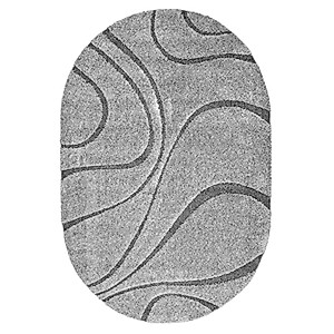 nuLOOM Carolyn Cozy Soft & Plush Shag Area Rug, 5' x 8' Oval, Dark Grey