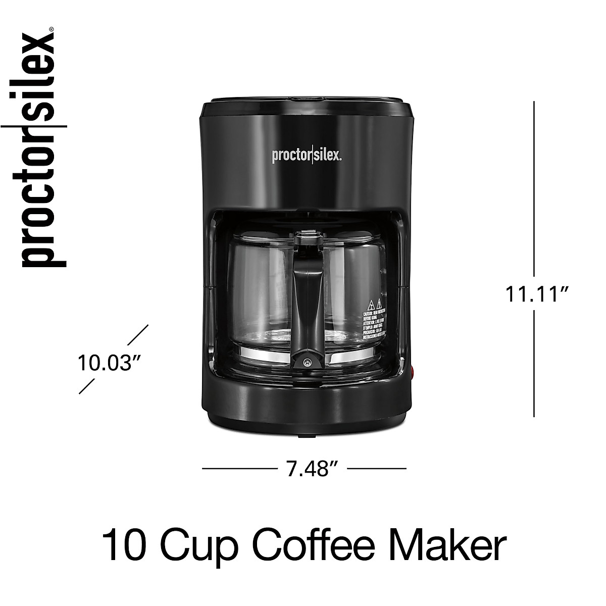 Proctor Silex 10-Cup Coffee Maker, Works with Smart Plugs That Are Compatible with Alexa (48351), Auto Pause and Serve, Black