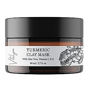 Vitalysin Turmeric Vitamin C Clay Mask with Aloe Vera and Vitamin E - Fades Dark Spots, Evens Skin Tone, Invigorates and Brightens Dull Skin