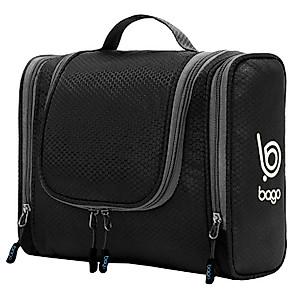 bago Travel Toiletry Bag for Women and Men - Large Waterproof Hanging Large Toiletry Bag for Bathroom and Travel Bag for Toiletries Organizer -Travel Makeup Bag (Black)
